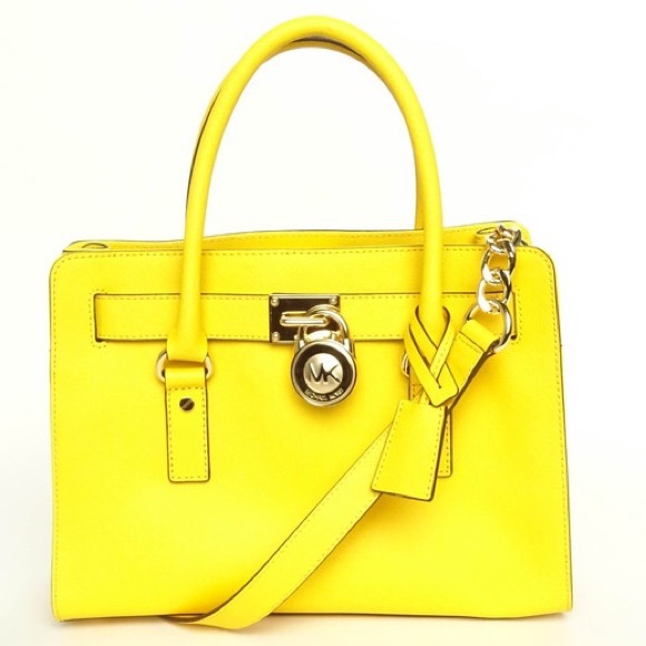 MICHAEL Michael Kors | Bags | Michael Kors Hamilton Yellow Saffiano ...