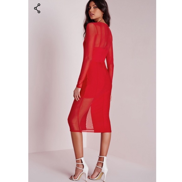 Missguided | Dresses | Nwt Missguided Red Mesh Midi Dress | Poshmark