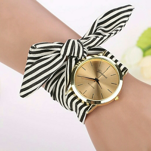 Accessories | Brand New Fashion Women Stripe Floral Cloth Quartz | Poshmark
