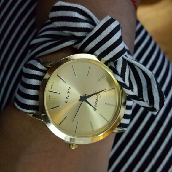 Accessories | Brand New Fashion Women Stripe Floral Cloth Quartz | Poshmark