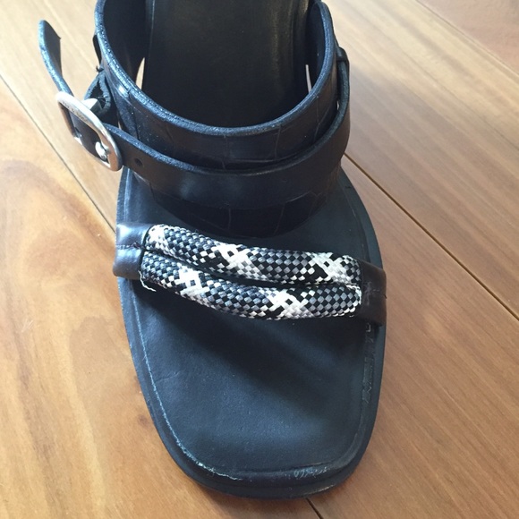 rag & bone | Shoes | Roni Croceffect Leather Sandals From Rag Bone ...