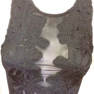 For Love And Lemons | Tops | Nwt Black Floral Mesh Sheer Bodysuit ...