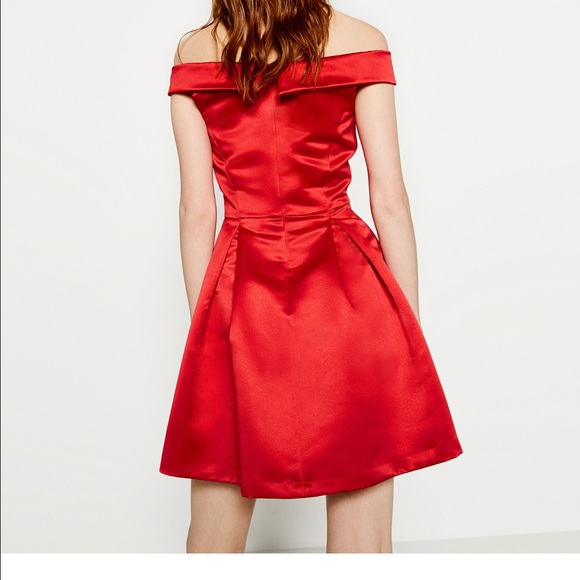 Zara | Dresses | Brand New Zara Red Satin Dress Medium Size | Poshmark