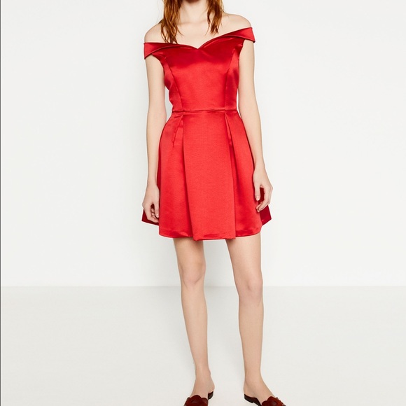 Zara | Dresses | Brand New Zara Red Satin Dress Medium Size | Poshmark