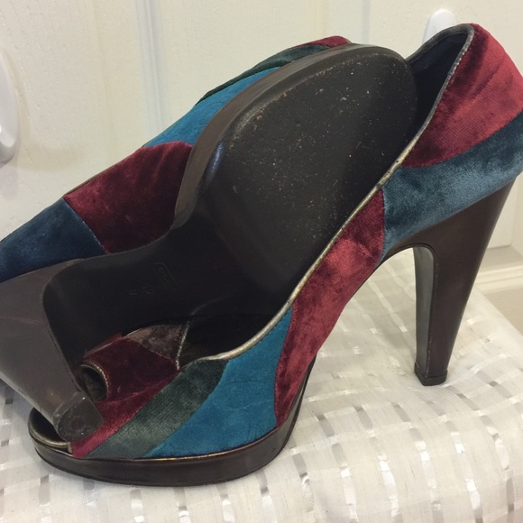 Coach | Shoes | Coach Diedra Multi Color Suede Patchwork Heels | Poshmark
