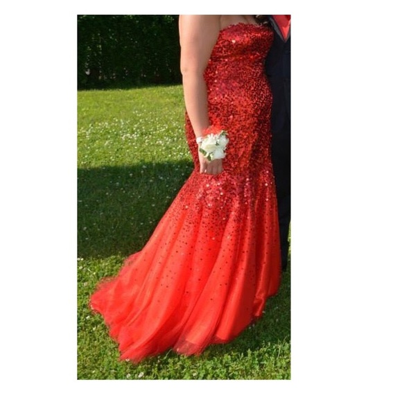 Dresses | Red Mermaid Sequence Prom Dress | Poshmark