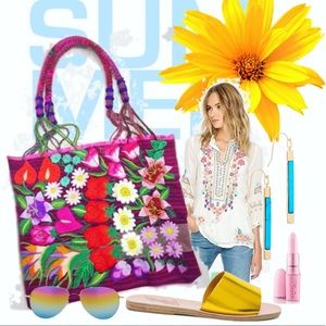 Cielito Lindo | Bags | Hpnew Boho Floral Embroidered Handbag Tote Bag ...