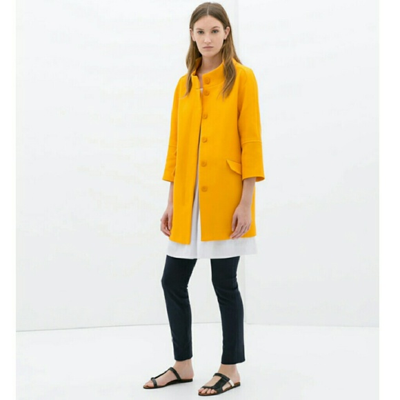 Zara | Jackets & Coats | Zara Yellow Coat | Poshmark