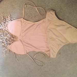 V28 kamishade | Swim | Tan One Piece Fringe Bathing Suit | Poshmark