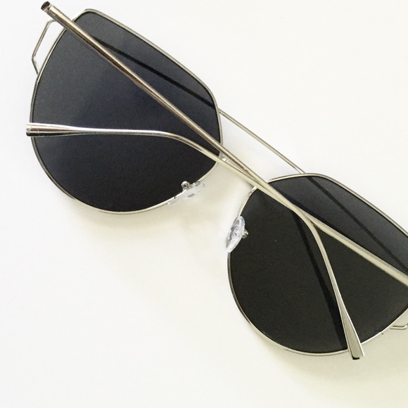 Accessories | Nwt Silver Cat Eye Wire Aviator Sunglasses | Poshmark