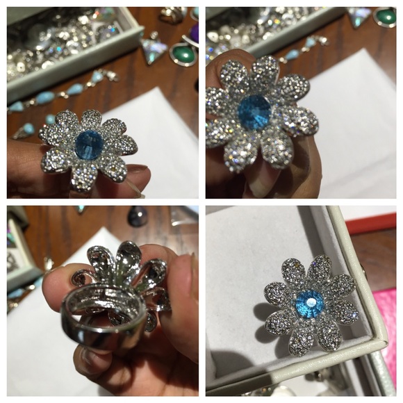 Nolan Miller | Jewelry | Vintage Nolan Miller Pave Crystal Flower Ring ...