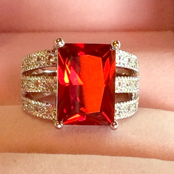 Evolving Always | Jewelry | 925 Stamped Red Cubic Zirconia Statement ...