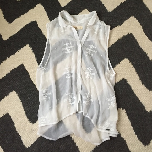 Hollister | Tops | White Sheer Top With Detailing In The Front | Poshmark