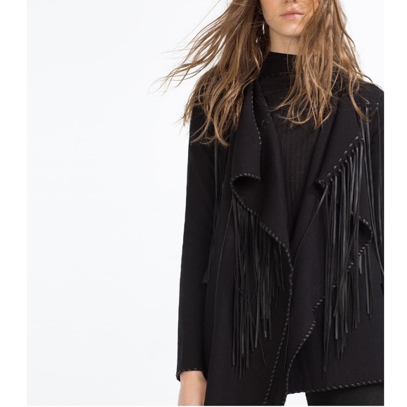 Zara | Jackets & Coats | Last One Zara Knitwear Collection Fringe ...
