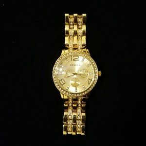 Geneva Platinum | Jewelry | Gold Geneva Watch | Poshmark
