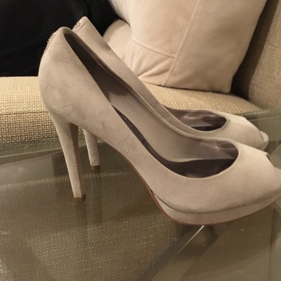 Coach | Shoes | Coach Light Gray Open Toe Heels | Poshmark