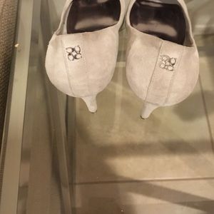 Coach | Shoes | Coach Light Gray Open Toe Heels | Poshmark