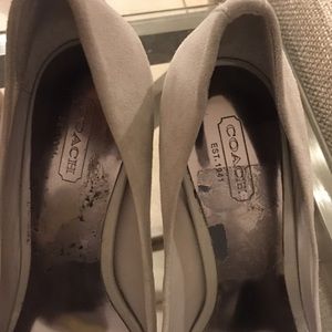 Coach | Shoes | Coach Light Gray Open Toe Heels | Poshmark