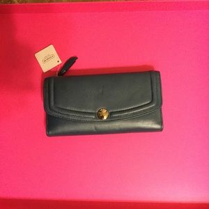 Coach | Bags | Nwt Coach Leather Checkbook Wallet Blue W Silver | Poshmark