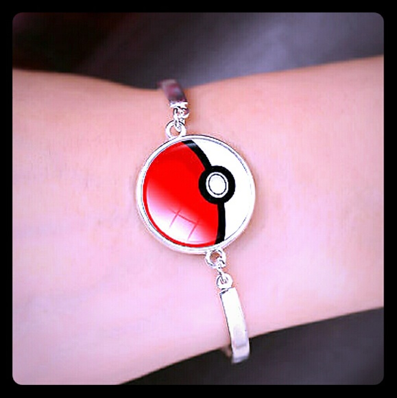 Jewelry | Pokemon Pokeball Cuff Glass Bangle Silver | Poshmark