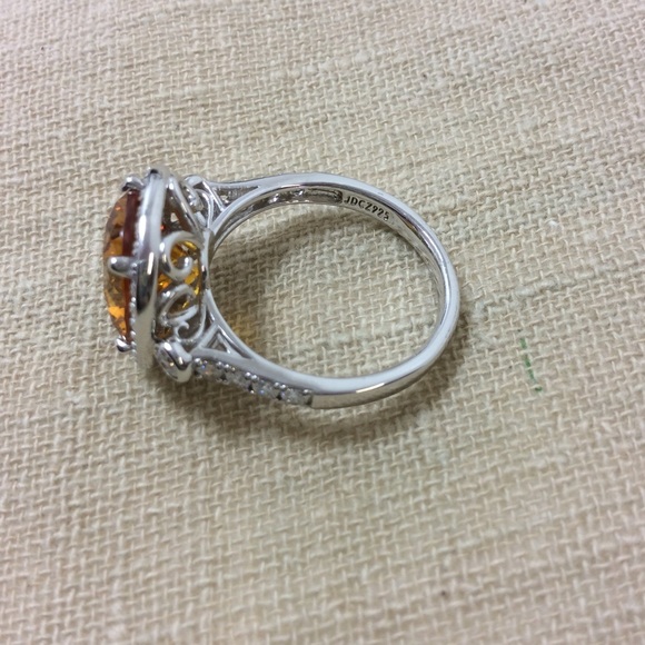 Jewelry | Simulated Gold Sapphire Ring Set In Pave Silver | Poshmark