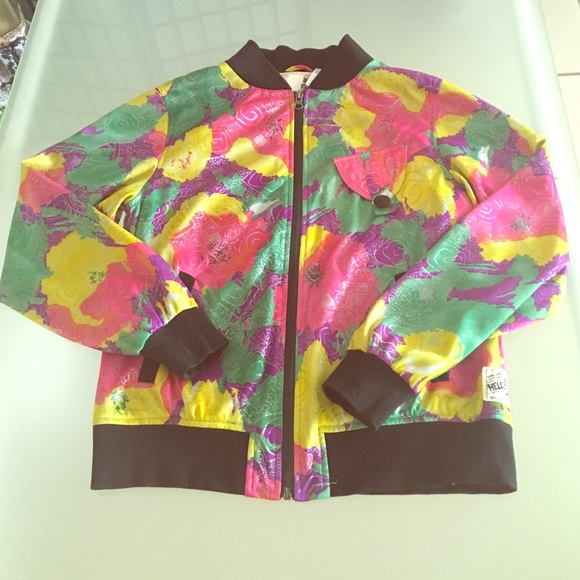 Jackets & Coats | Colorful Silk Bomber Jacket From Hellz Bellz | Poshmark