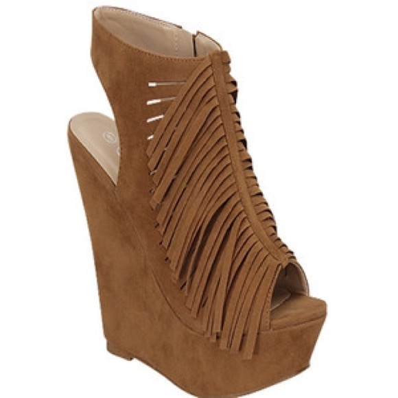 Shoes | Tan Fringe Wedges | Poshmark