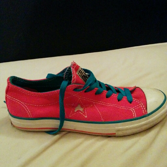 Converse | Shoes | Neon Pink Converse With Blue Side Stripe | Poshmark