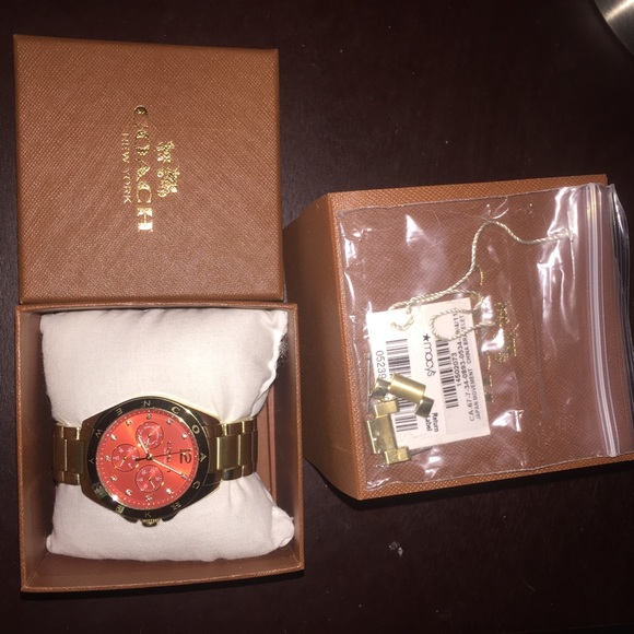 Coach | Accessories | Gold Coach Watch With Pink Faceplate | Poshmark