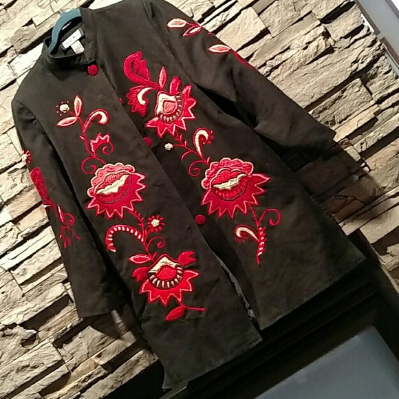 indigo moon | Jackets & Coats | Long Embroidered Jacket By Indigo Moon ...