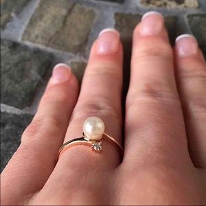 Jewelry | Gold Pearl Engagement Promise Ring | Poshmark