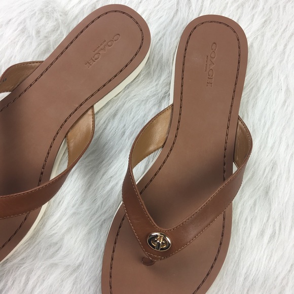 Coach | Shoes | Coach Brown Leather Buckle Flip Flop Sandals | Poshmark