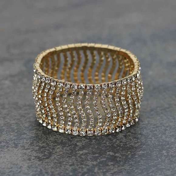 Rhinestone | Jewelry | 2 Left Gold Rhinestone Pageant Bling Bracelet ...
