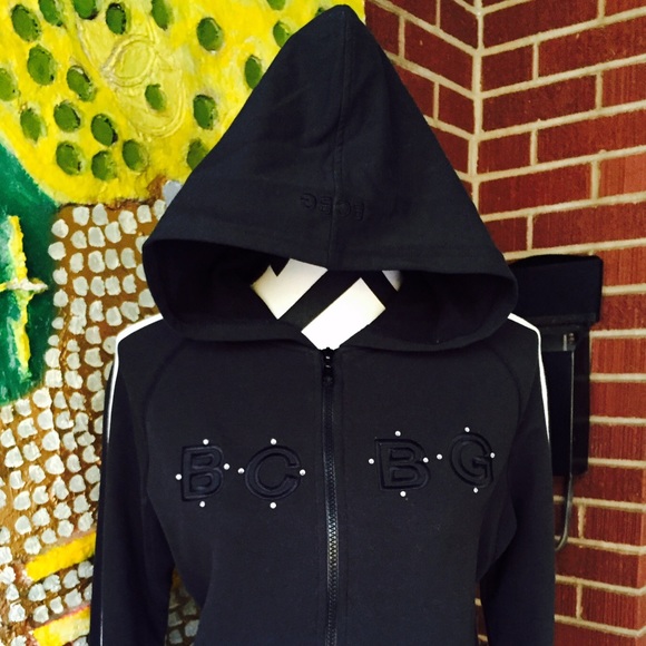 BCBG | Jackets & Coats | Bcbg Sweat Jacket With Silver Rhinestones ...