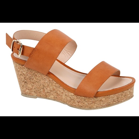 SunnyMia | Shoes | Sale Double Strap Tan Wedge Sandalsariel | Poshmark
