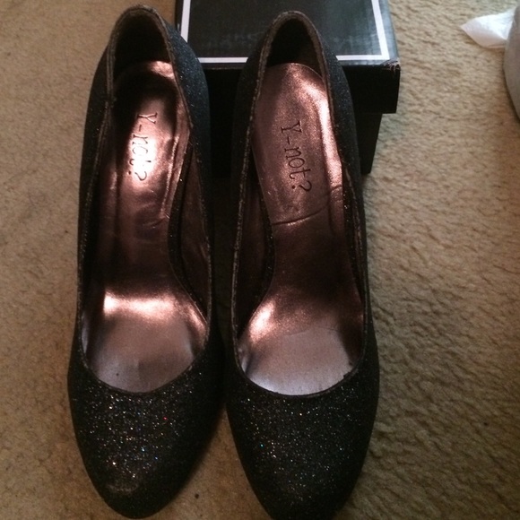 Y not | Shoes | Sparkly Black Heels | Poshmark