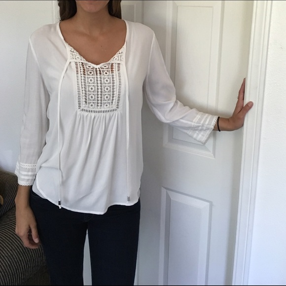 Retail | Tops | Fun Flowy Boho White Blouse Nwt | Poshmark