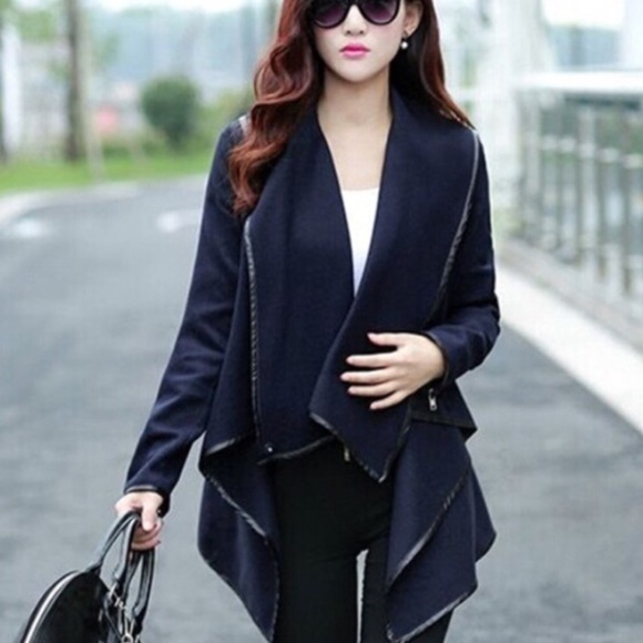 Jackets & Coats | Navy Stylish Wrap Around Coat | Poshmark
