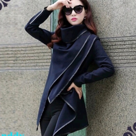 Jackets & Coats | Navy Stylish Wrap Around Coat | Poshmark