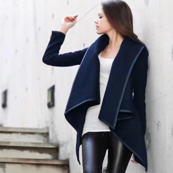 Jackets & Coats | Navy Stylish Wrap Around Coat | Poshmark
