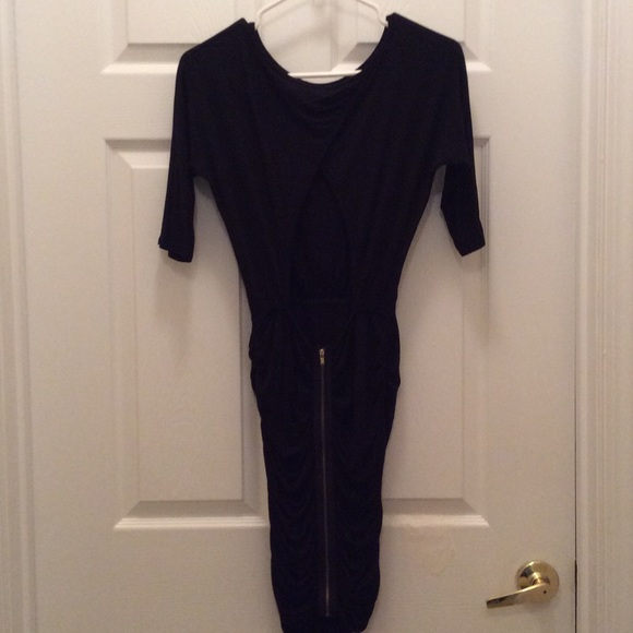 Dresses | Sexy Short Black Dress With Open Back And Zipper | Poshmark