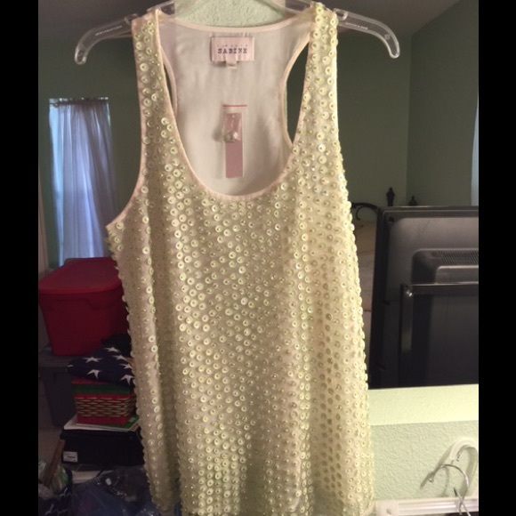 Sabine | Tops | Light Green Beaded Tank | Poshmark
