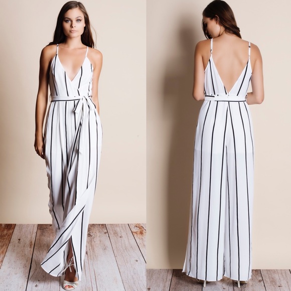 Bare Anthology | Pants & Jumpsuits | Striped Maxi Jumpsuit | Poshmark