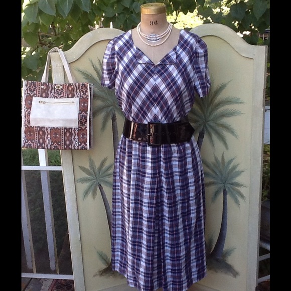 Vintage | Dresses | Vtg 7s Plaid Secretary Dress | Poshmark