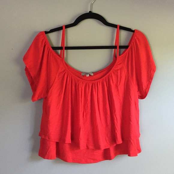 Charlotte Russe | Tops | Red Flowy Off Shoulder Top | Poshmark