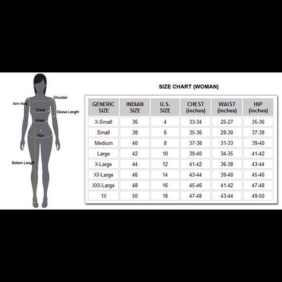 Shoshannah's Closet | Other | Made In India Measurement Chart | Poshmark