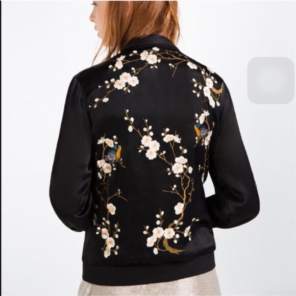 Zara | Jackets & Coats | Zara Embroidered Bomber Jacket | Poshmark