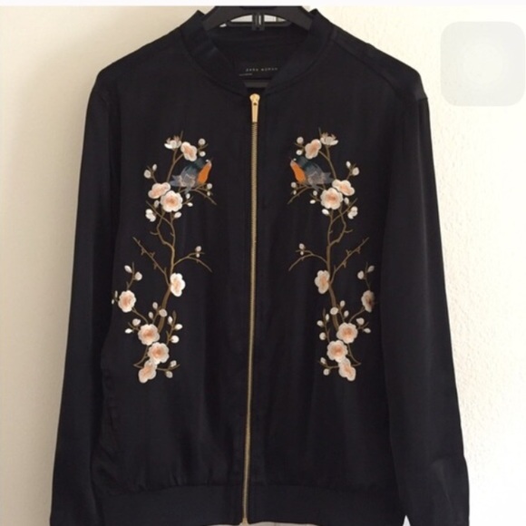 Zara | Jackets & Coats | Zara Embroidered Bomber Jacket | Poshmark
