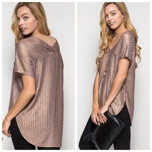 Tops | Metallic Rose Gold Tshirt | Poshmark