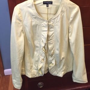 Conrad C | Jackets & Coats | Lime Green Blazer With Ruffle Accent Size ...